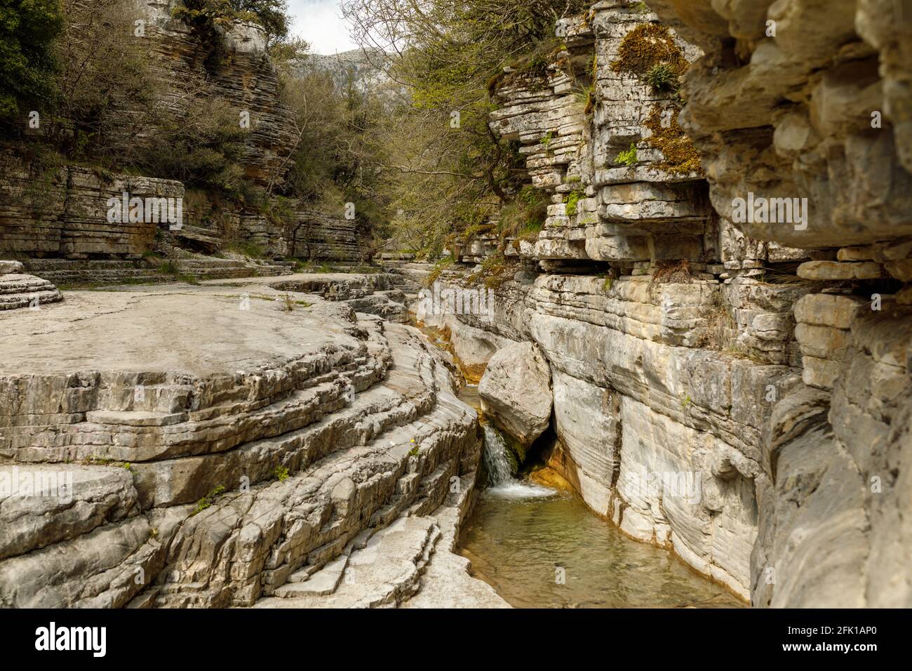 Papingo rock pools in Northern Greece with green waters near the ...