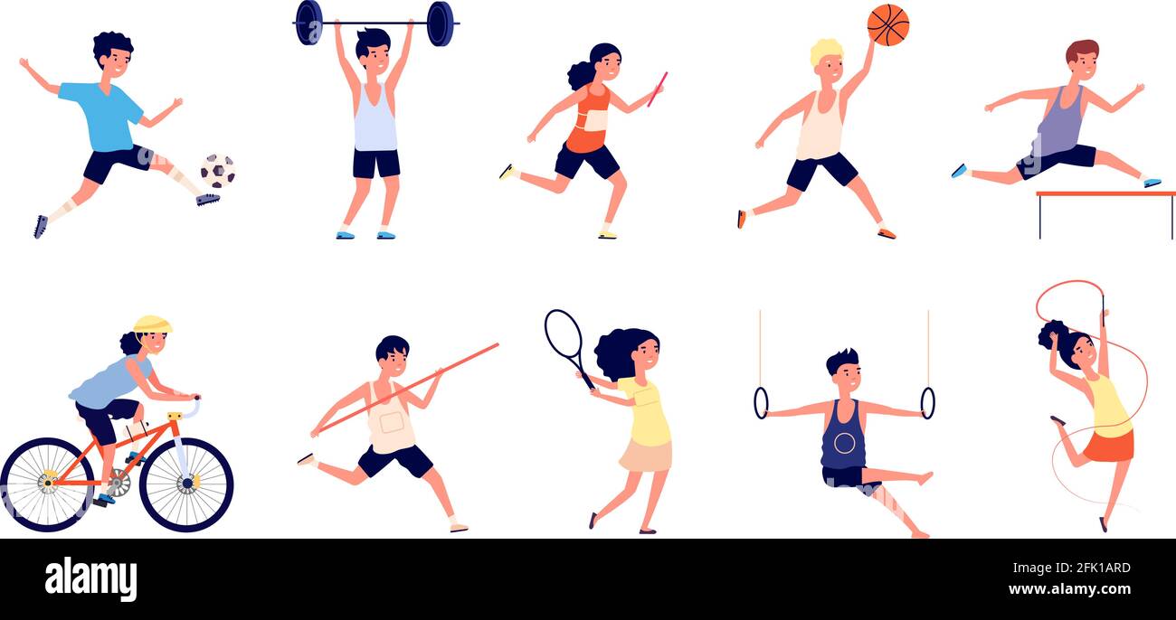 Sport children. Cartoon dance girls. Child with basketball ball ...