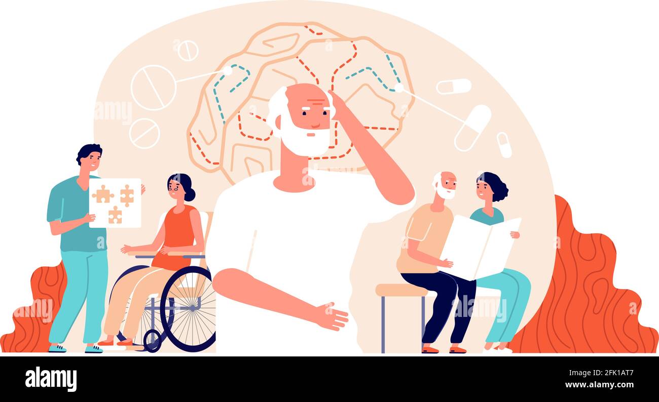 Alzheimer disease. Illness neurology therapy. Elderly loss memory ...