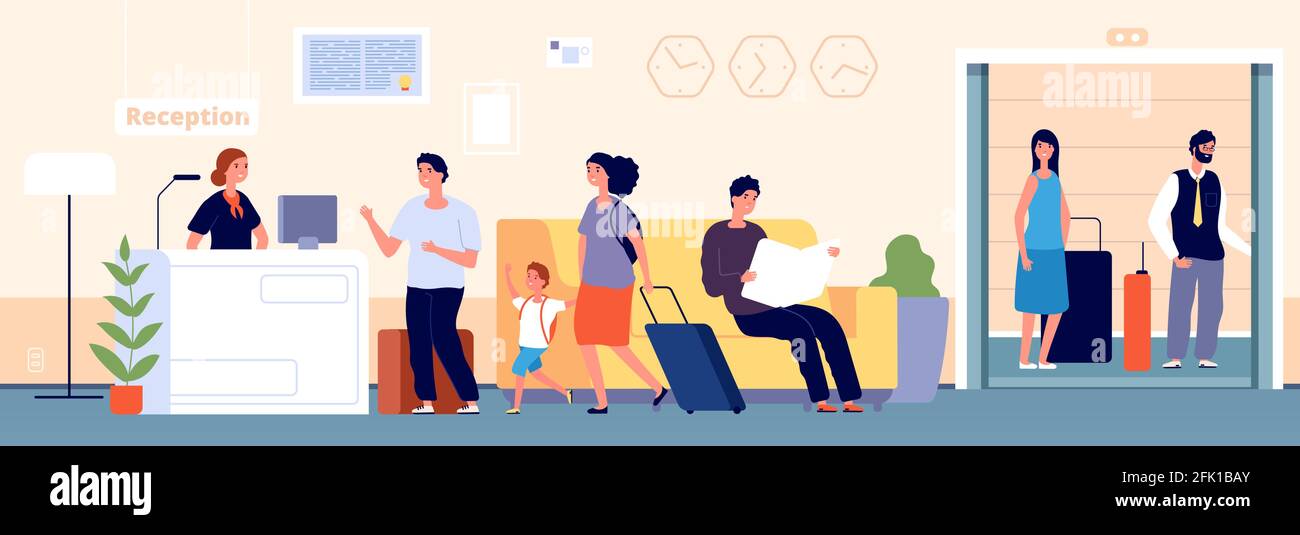 Family hotel check in Stock Vector Images - Alamy