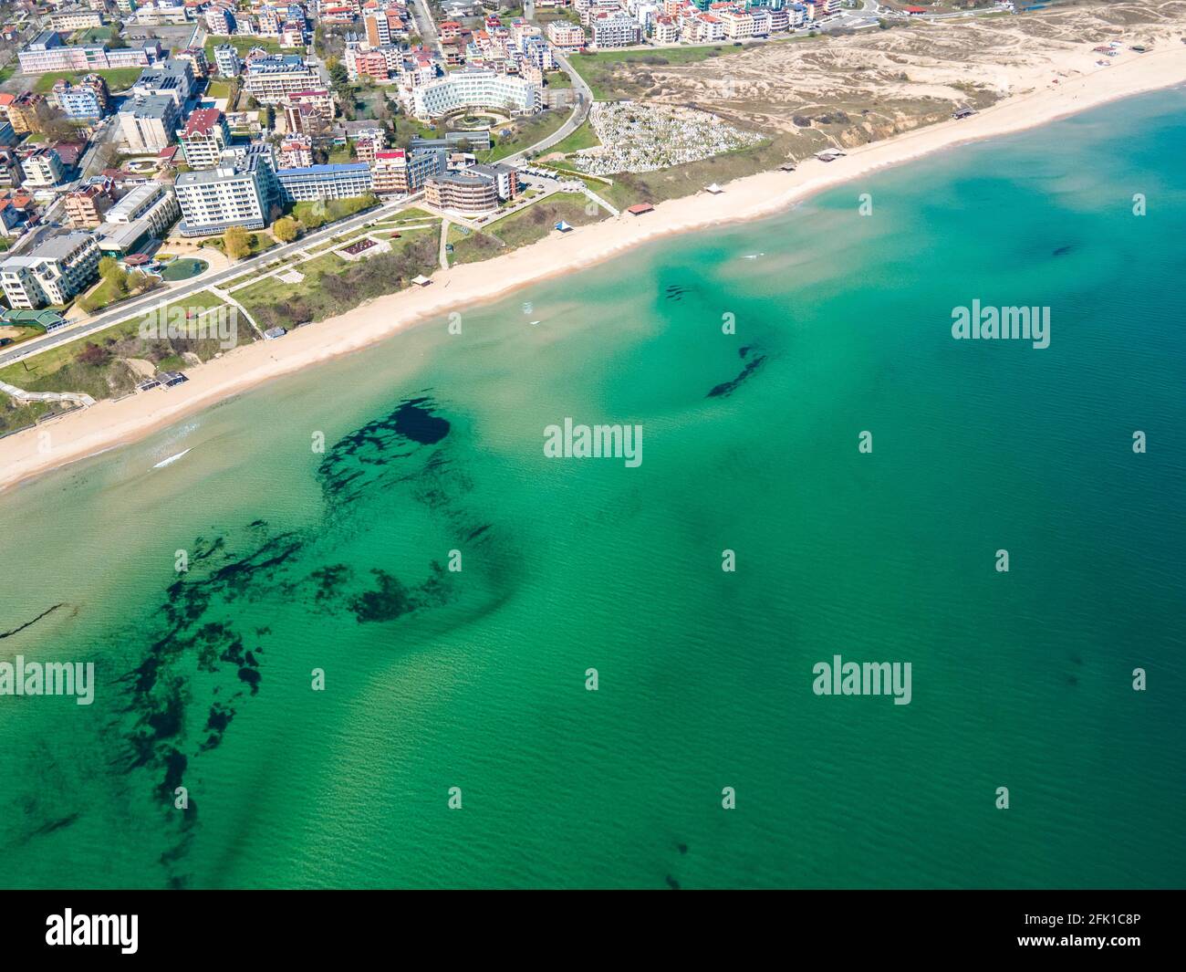 Amazing Aerial view of town of Primorsko, Burgas Region, Bulgaria Stock ...