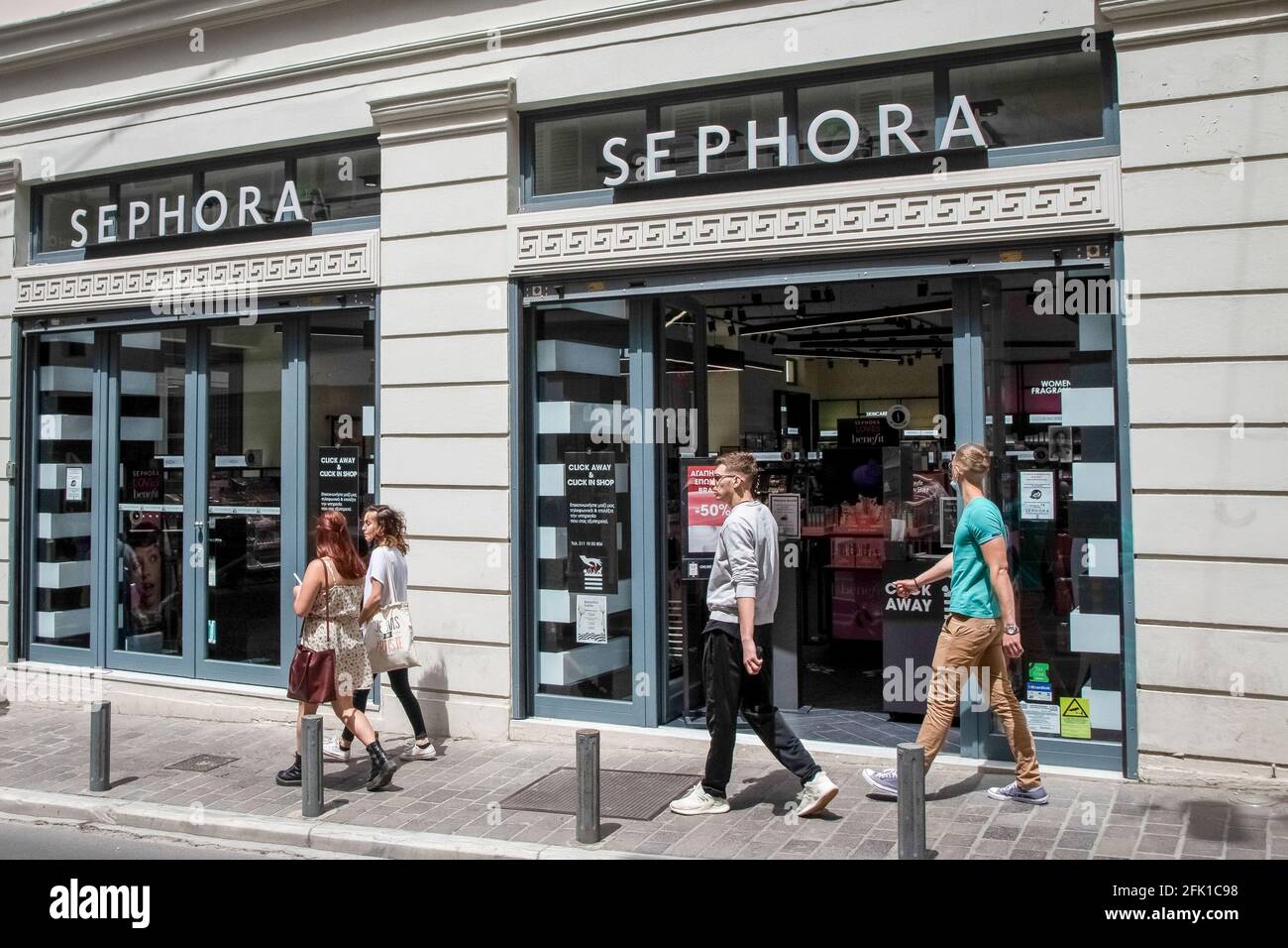 Athens, Greece. 27th Apr, 2021. People seen walking past a Sephora ...