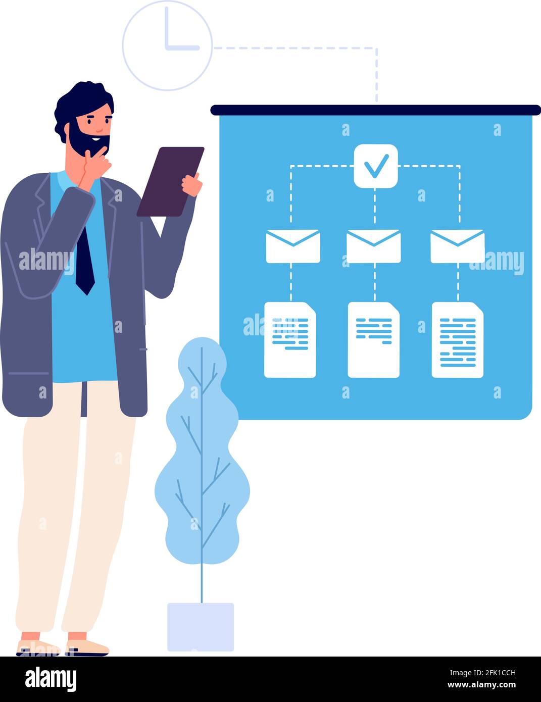 Man thinking. Manager tasks, guy planning productive work. Office time ...