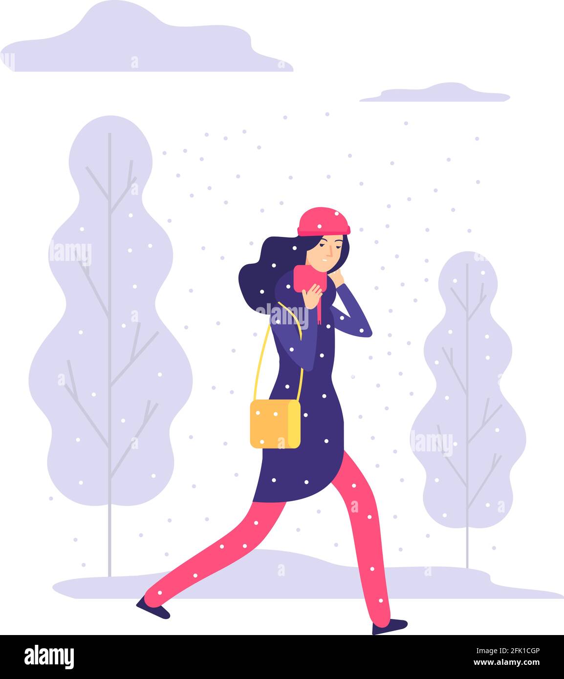 Cartoon Girl Walking Away