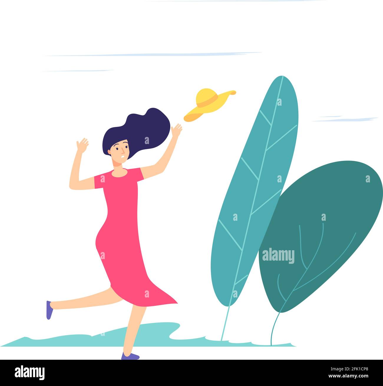 Girl walking windy day Cut Out Stock Images & Pictures - Alamy