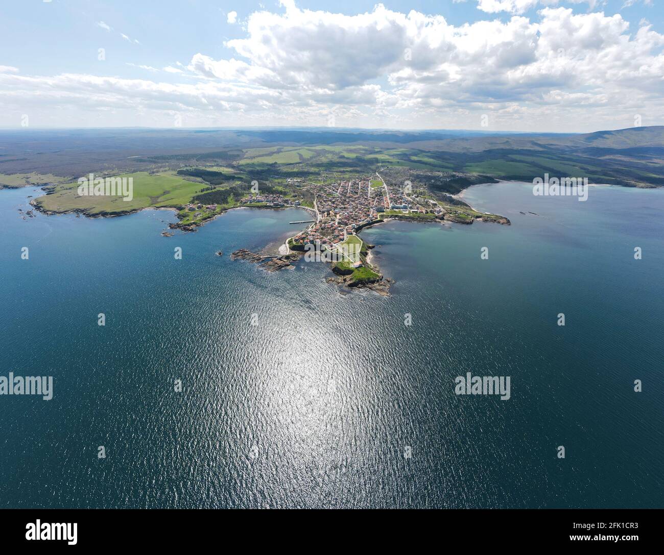 Amazing Aerial panorama town of Ahtopol, Burgas Region, Bulgaria Stock ...