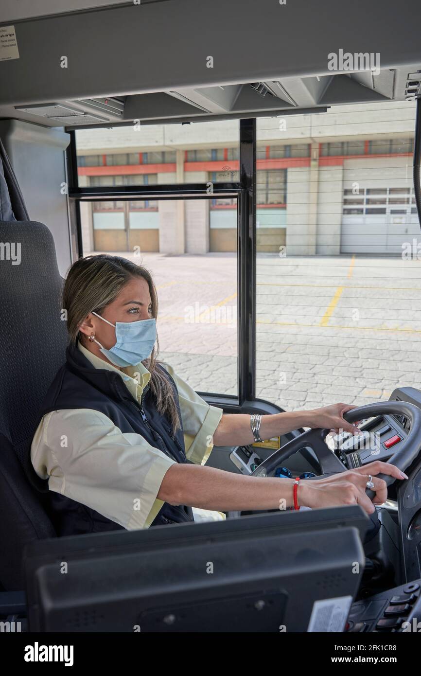 a pretty driver woman working at day Stock Photo - Alamy