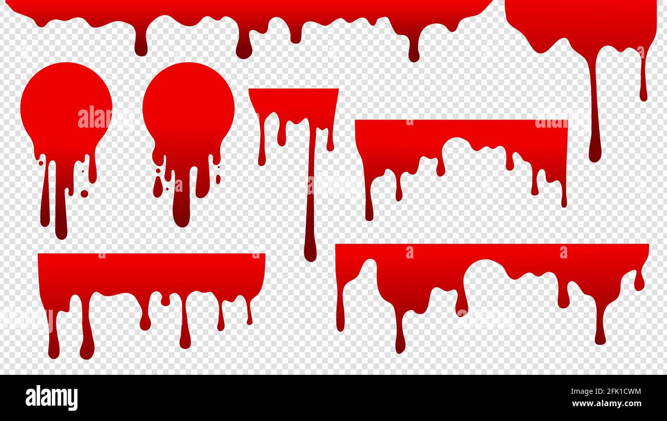 Dripping blood. Red stain paint. Flow drops, fluid stripes background ...