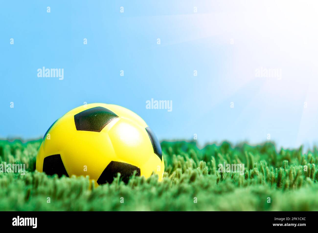 Soccer ball in fresh green summer or spring field grass Stock Photo - Alamy