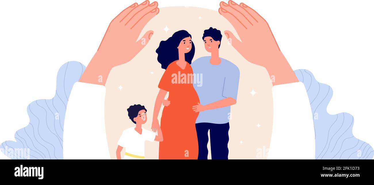 Cartoon illustration pregnant woman holding hi-res stock photography ...