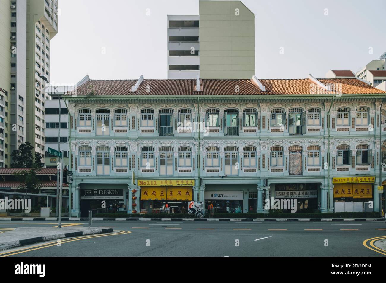 Colourful old buildings in Singapore’s Little India neighbour against ...