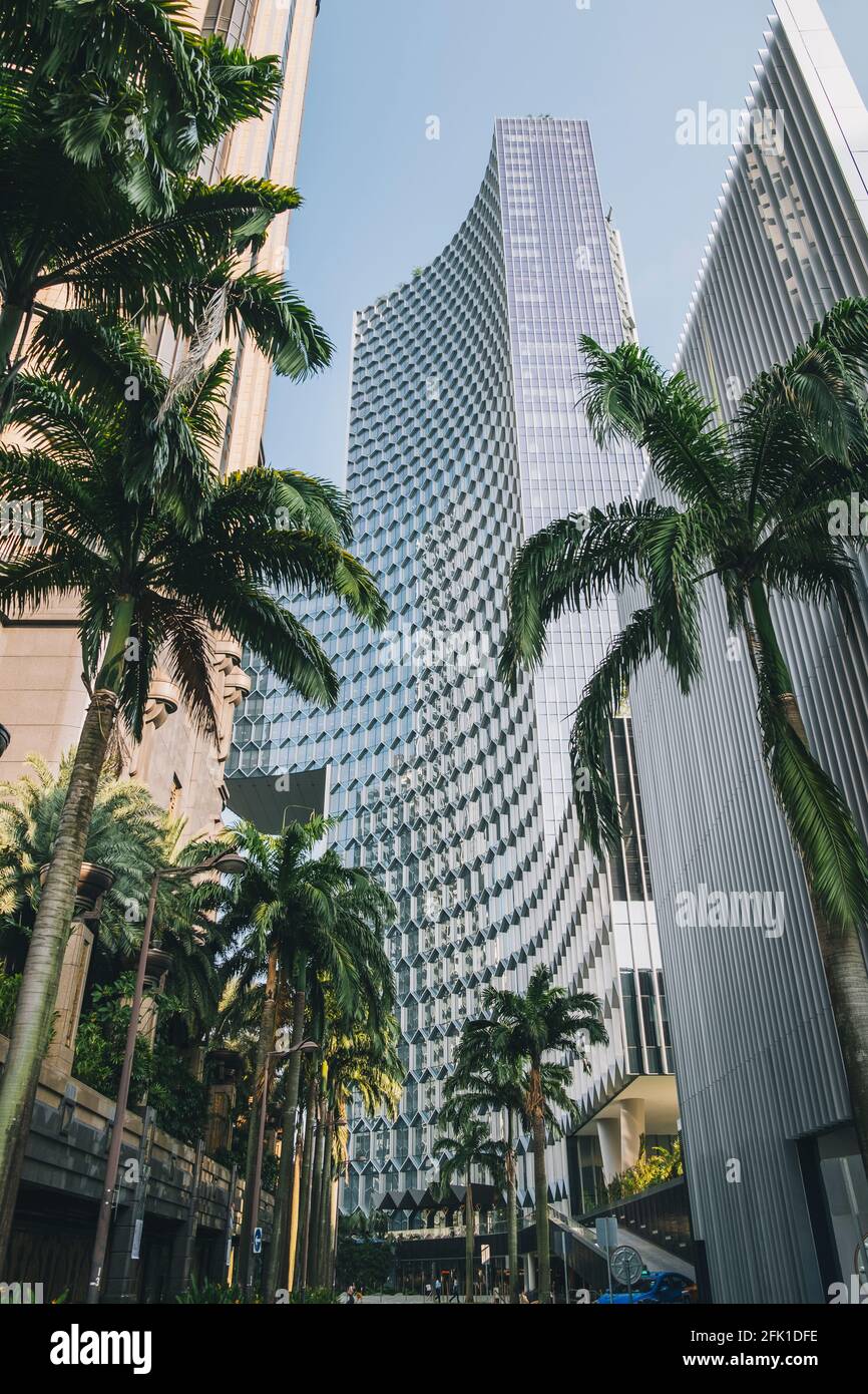 Modern tall apartment complex exterior in downtown Singapore with ...