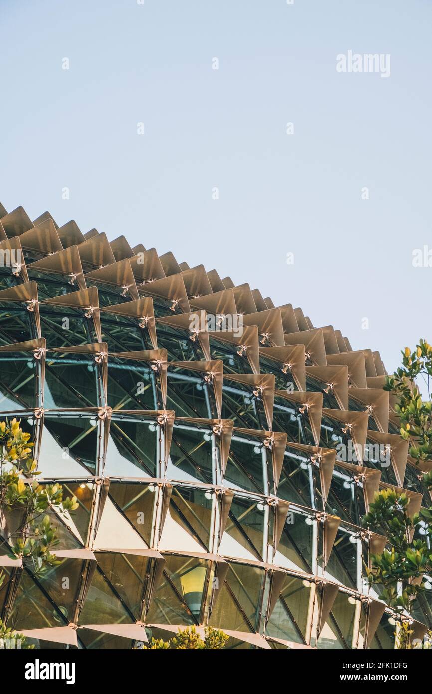 Modern tall skyscraper in downtown Singapore with stunning tones and ...