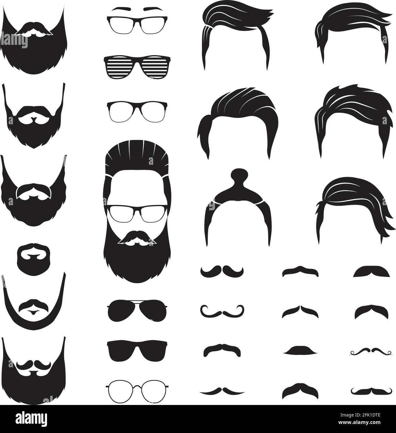 Hipster Man Male Beard Mustache Hair Isolated Man Face With Glasses