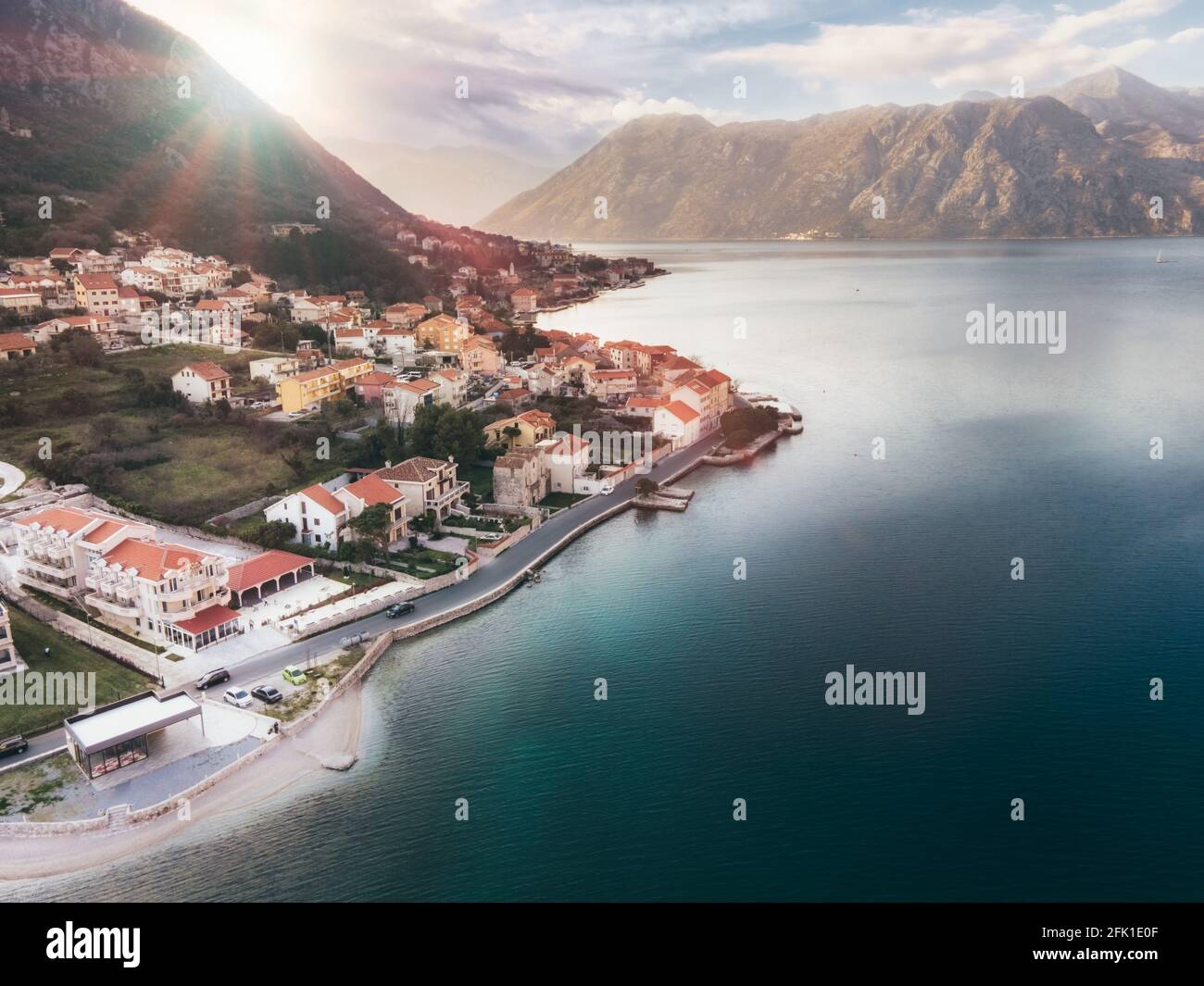 Aerial view of Kotor bay in Montenegro Stock Photo - Alamy