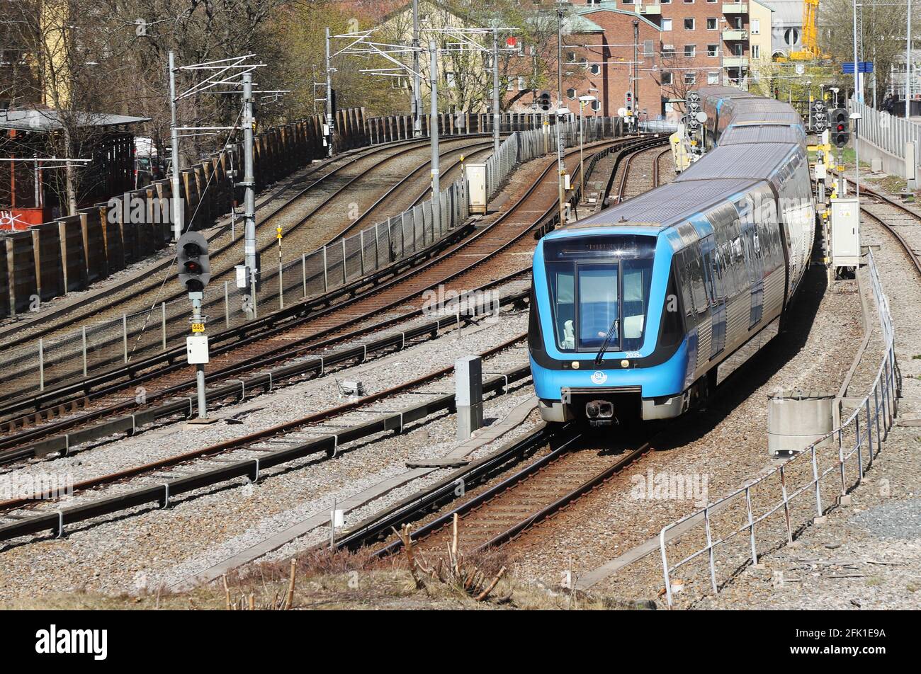Stockholm, Sweden - April 27, 2021: Stockholm metro train C20 stock ...
