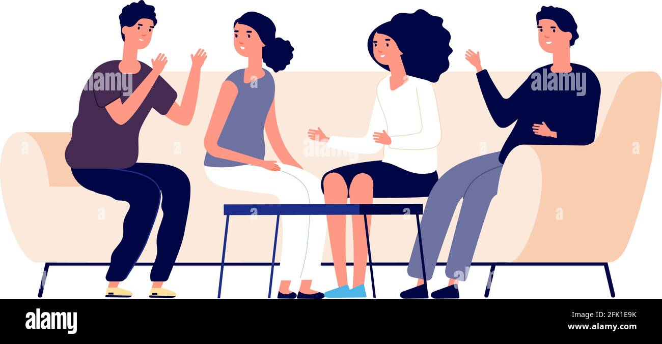 Discussion concept. Flat young businesspeople discuss start up ...