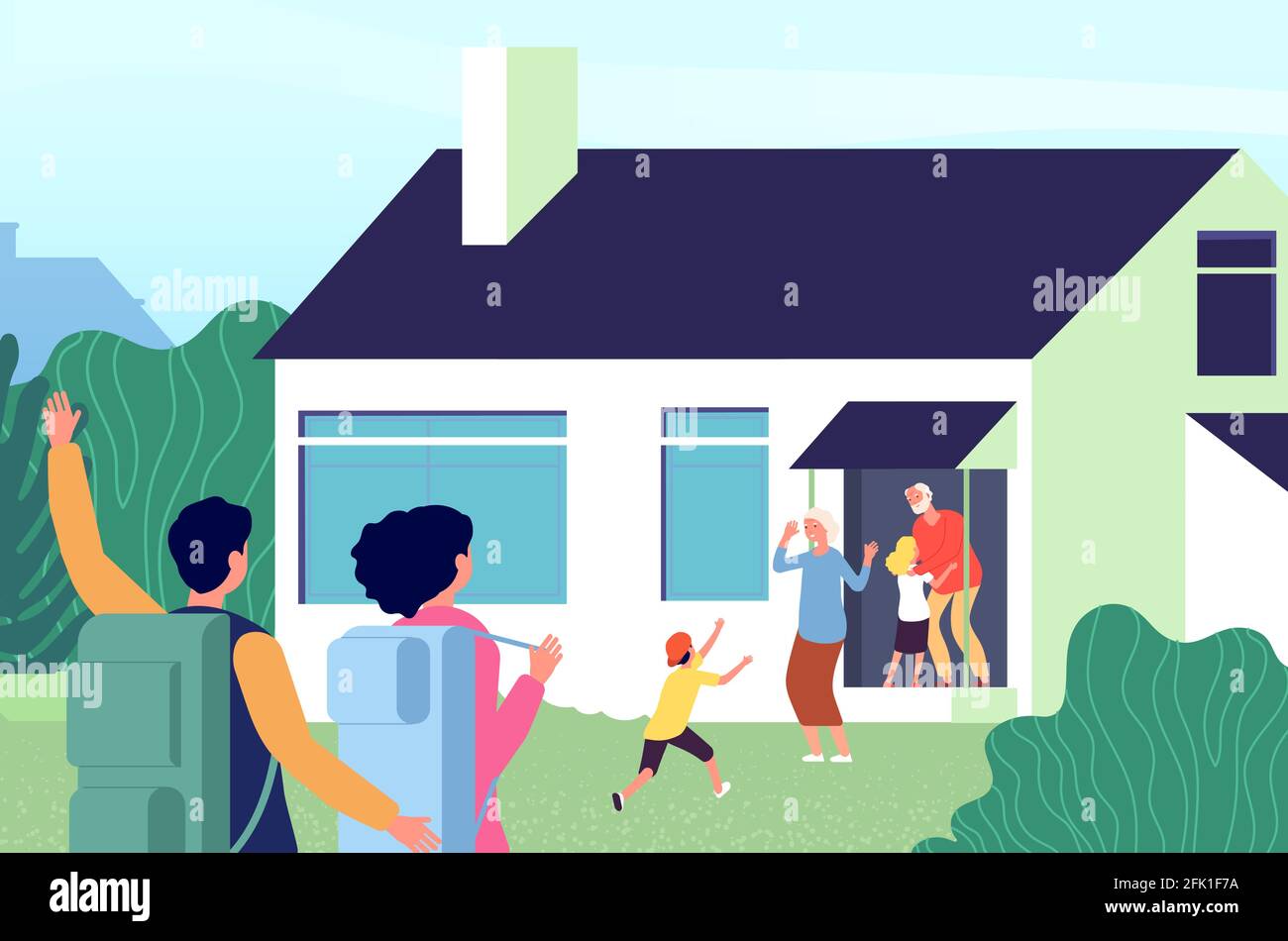 Children visit grandparents Stock Vector Images - Alamy