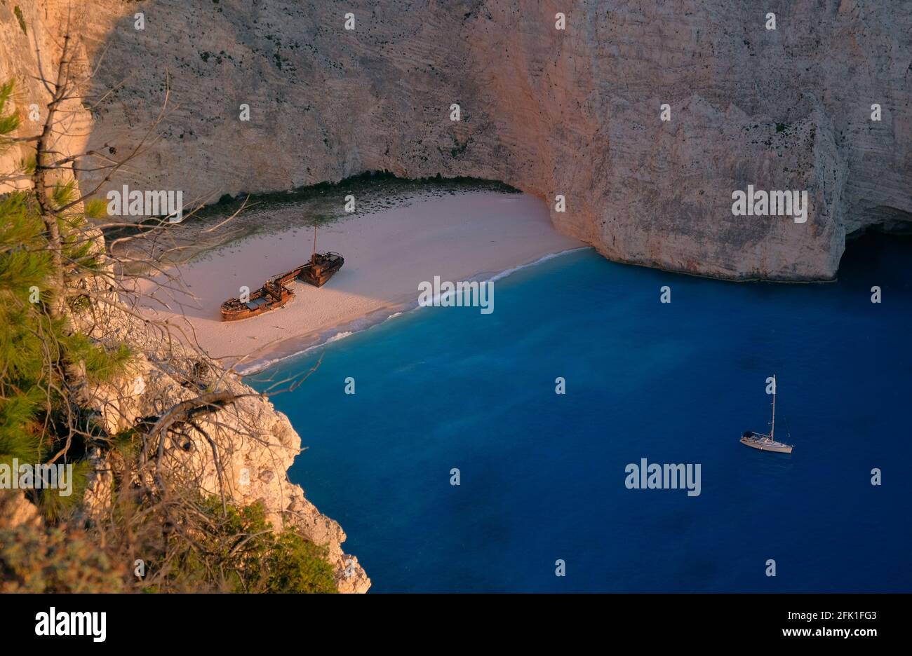 Aerial view of the famous shipwreck point at the Elatia, Greece Stock ...