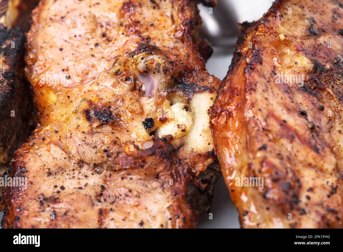 Delicious grilled lamb meat fillet. Macro. Photo can be used as a whole ...