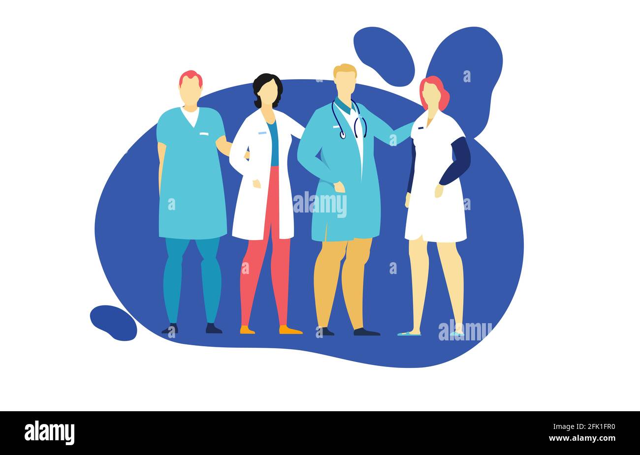 Group of hospital medical staff standing together.flat design style ...