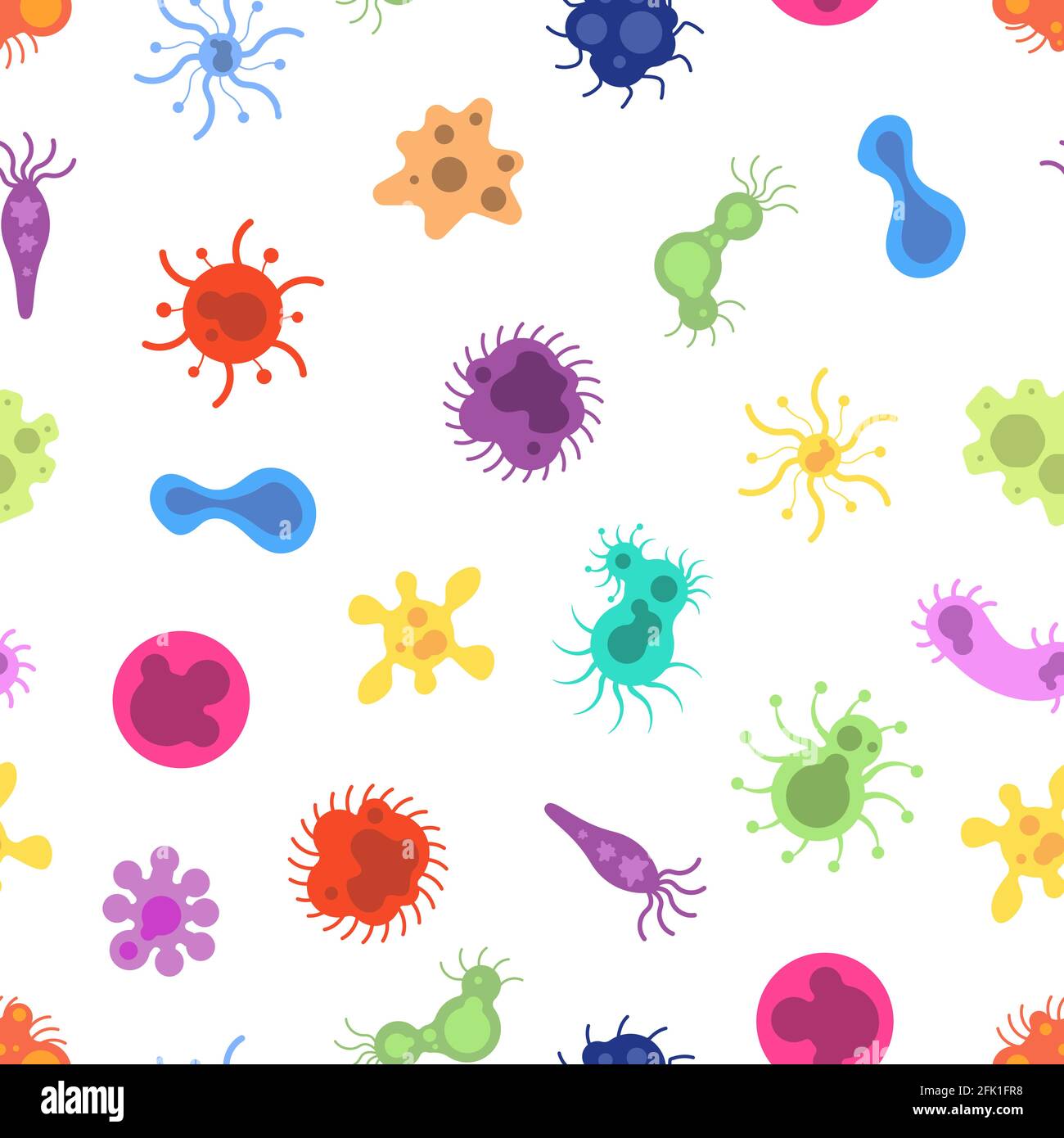 Viruses pattern. Colorful germs background, toxin cells microbes and ...