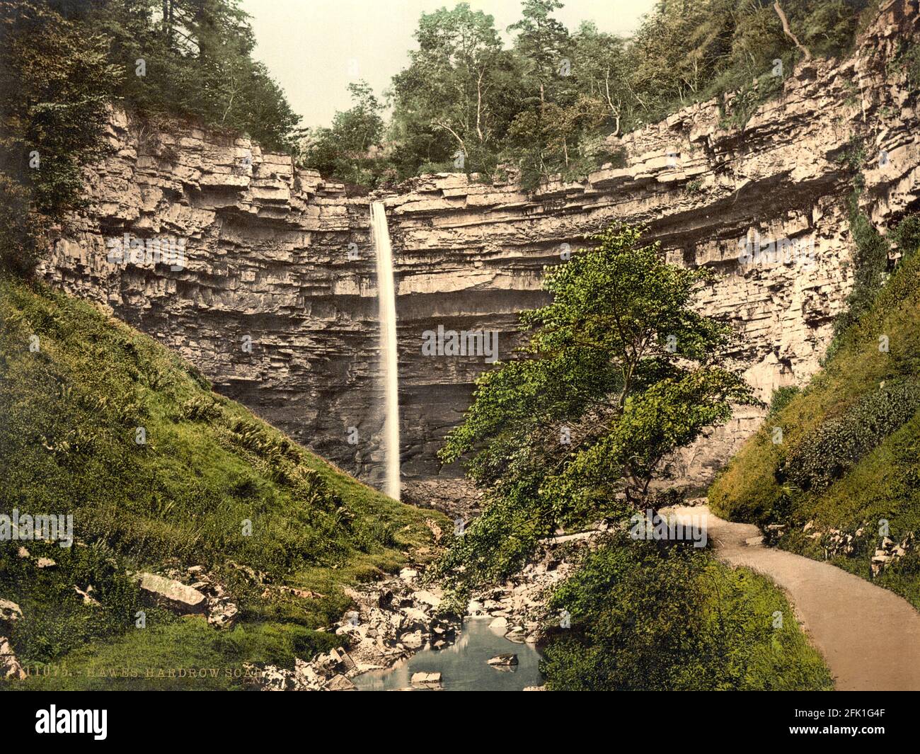 Hardraw Force waterfall near Hawes, Yorkshire circa 1890-1900 Stock ...