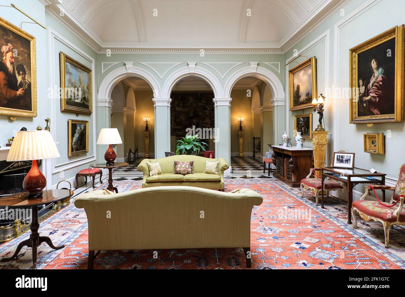 The interior of Weston Hall, Weston Park, Weston-under-Lizard, near ...