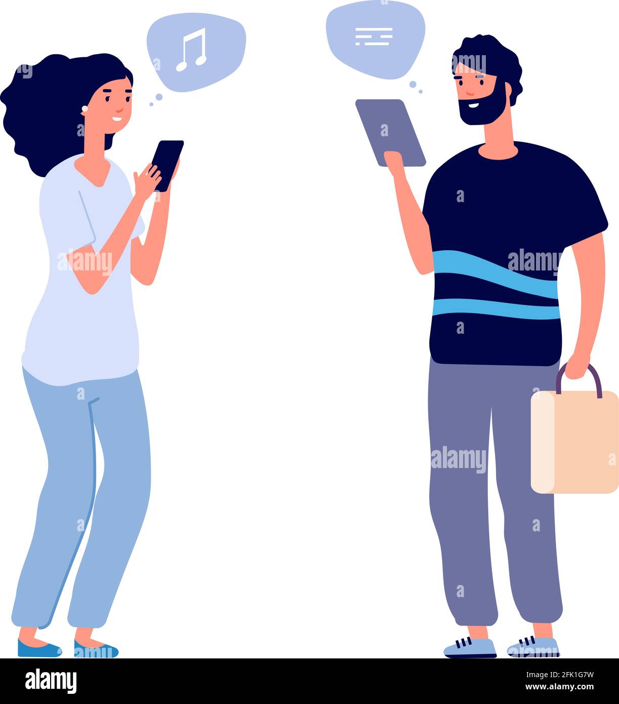 Gadgets using. People chatting, man woman search information in ...