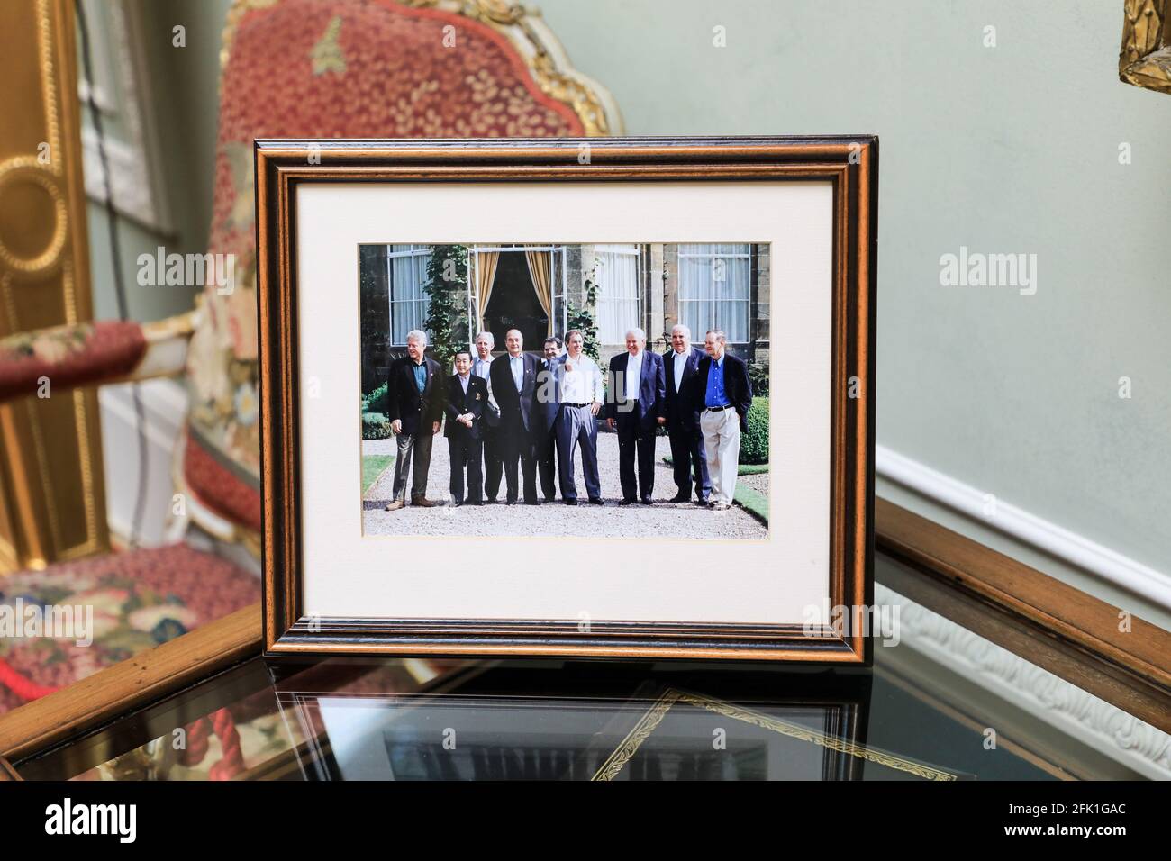 A photograph of then world leaders at the 1998 G8 summit at Weston Hall ...