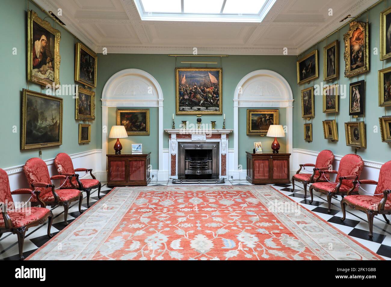 The interior of Weston Hall, Weston Park, Weston-under-Lizard, near ...