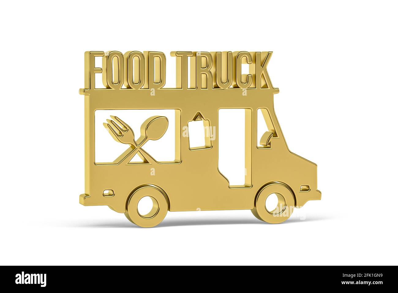 Golden 3d food track icon isolated on white background - 3d render ...