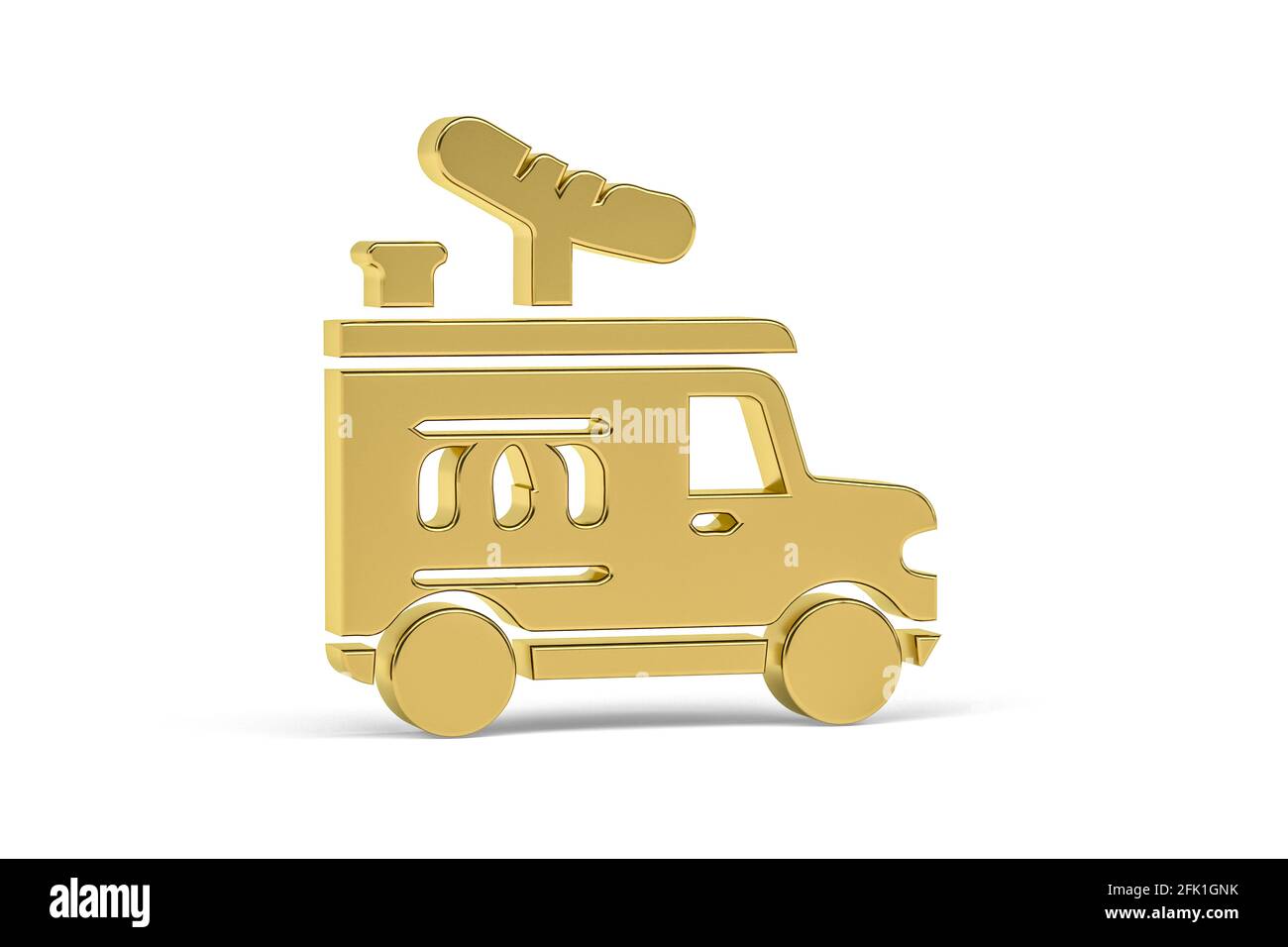 Golden 3d food track icon isolated on white background - 3d render ...