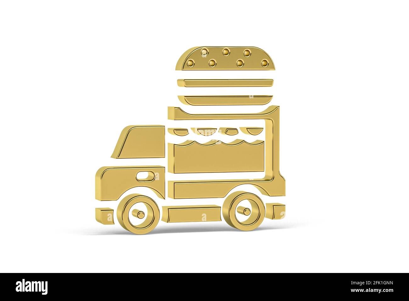 Golden 3d food track icon isolated on white background - 3d render ...