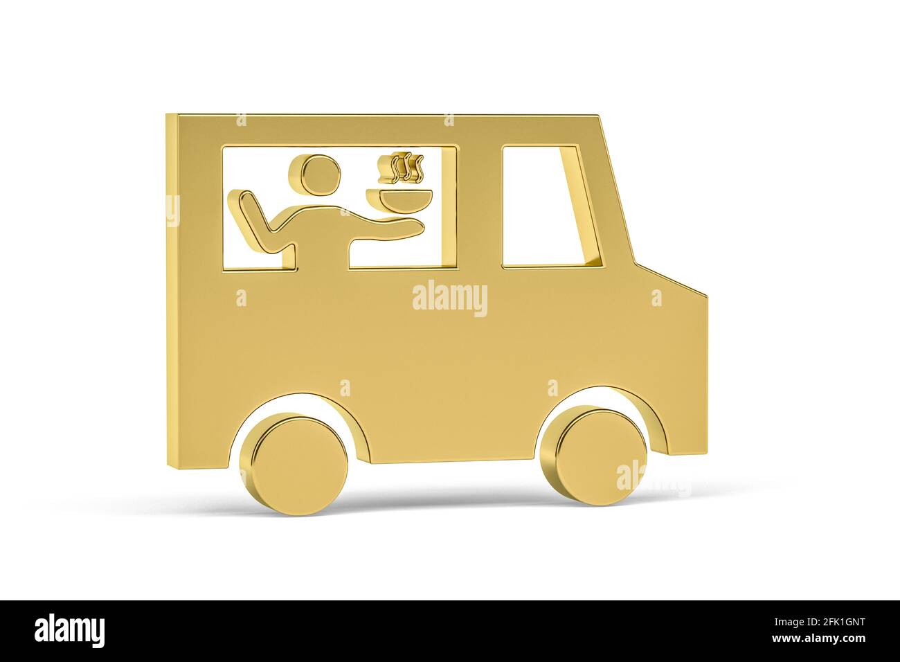 Golden 3d food track icon isolated on white background - 3d render ...