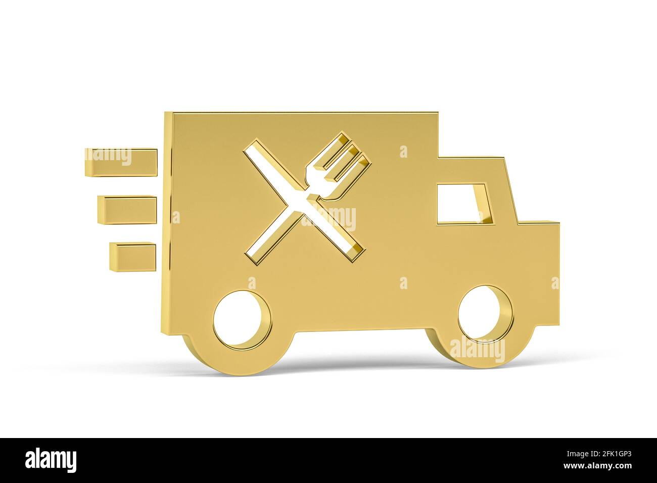 Golden 3d food track icon isolated on white background - 3d render ...