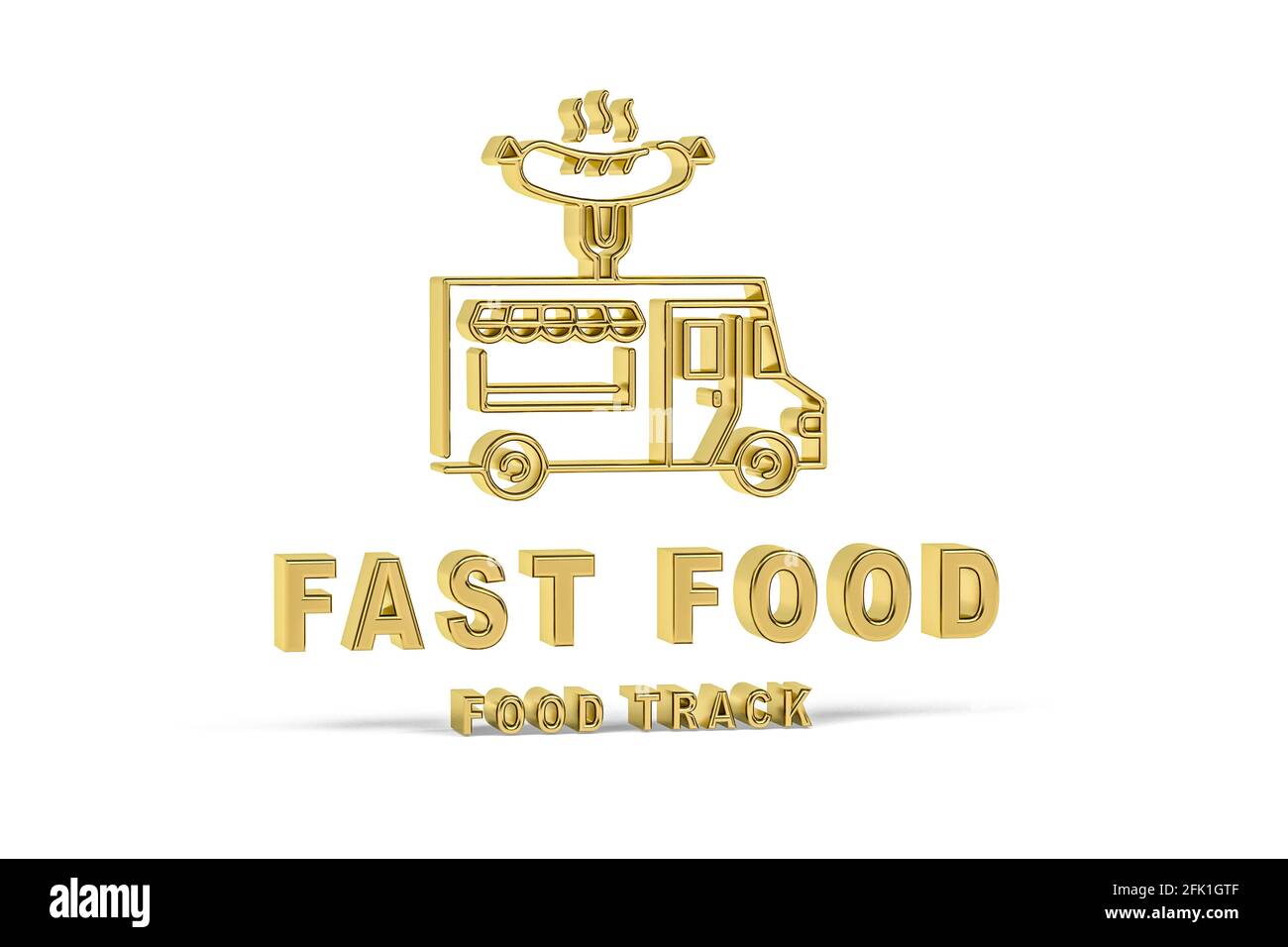 Golden 3d food track icon isolated on white background - 3d render ...