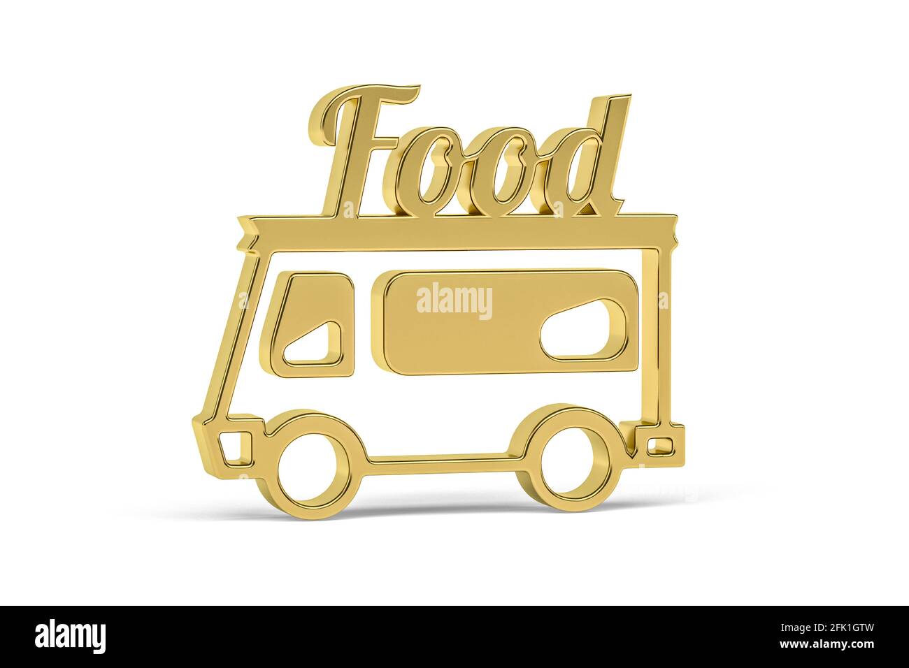 Golden 3d food track icon isolated on white background - 3d render ...
