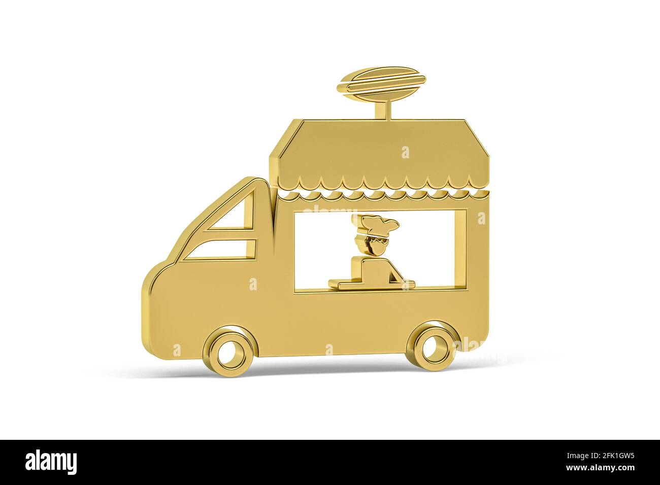 Golden 3d food track icon isolated on white background - 3d render ...