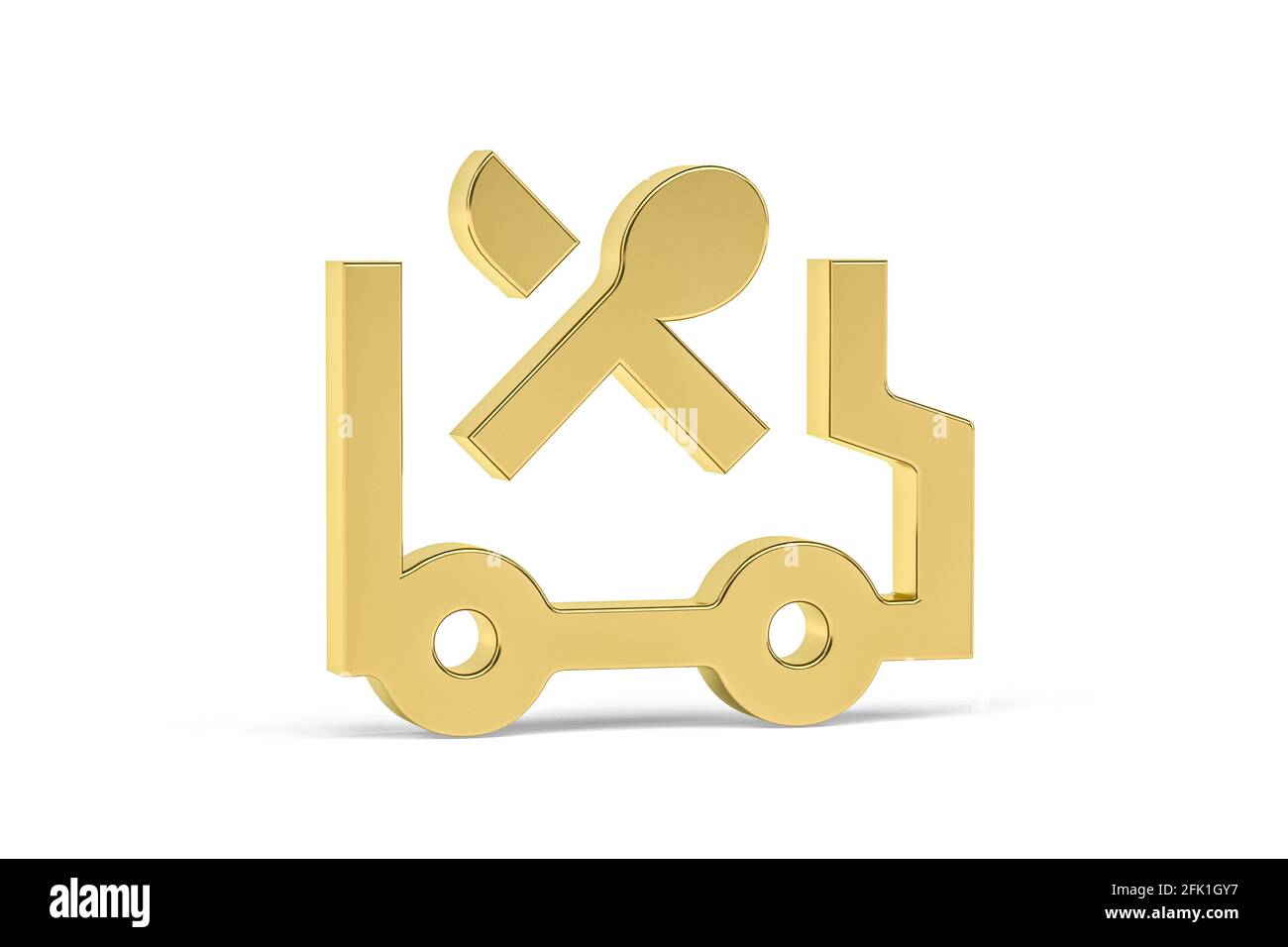 Golden 3d food track icon isolated on white background - 3d render ...