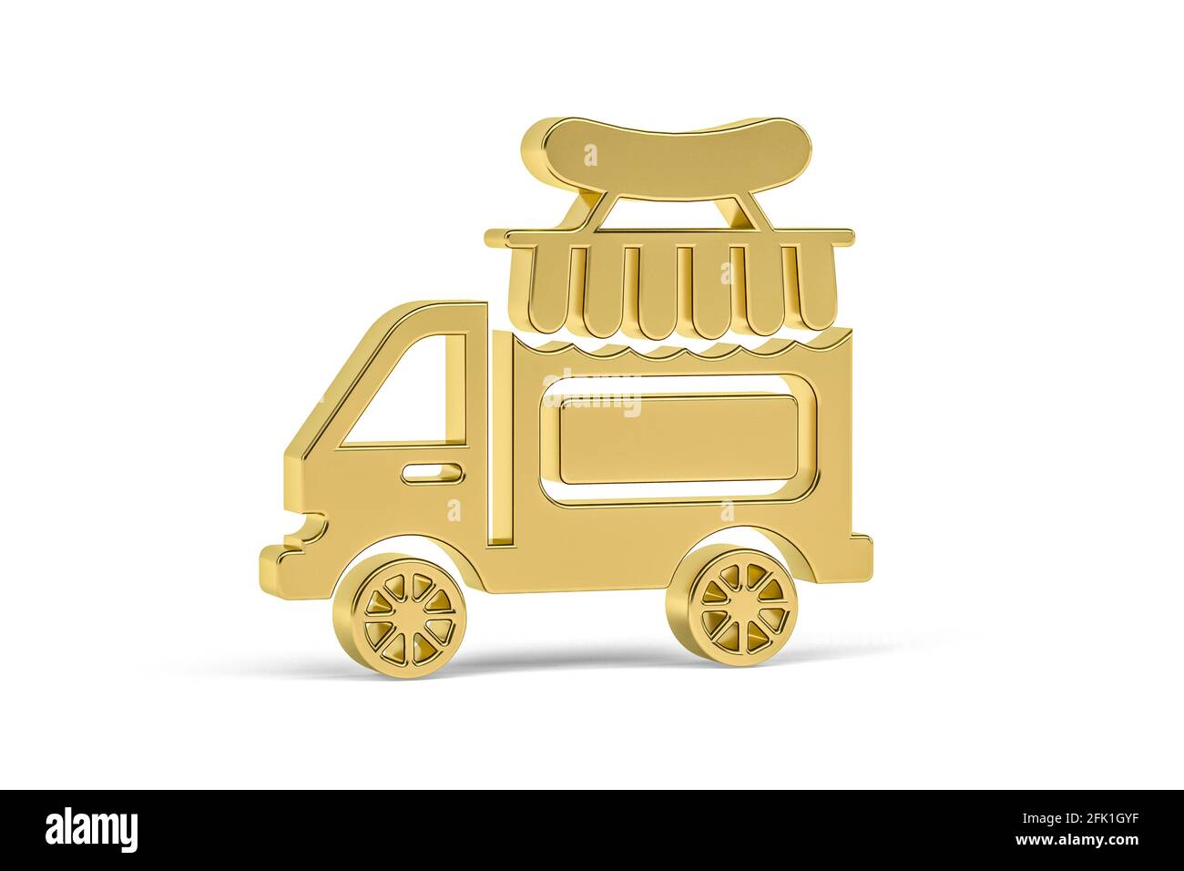 Golden 3d food track icon isolated on white background - 3d render ...