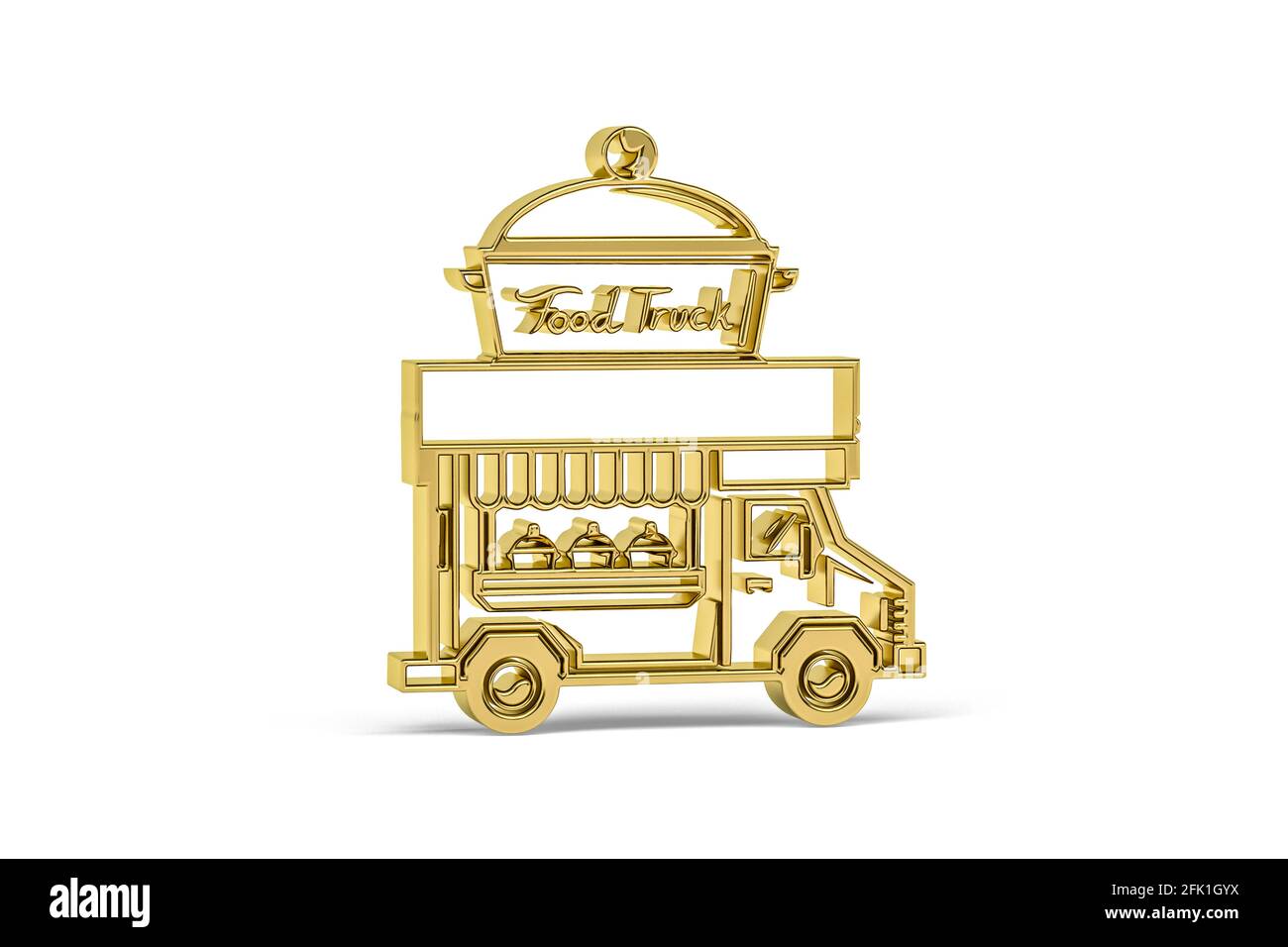 Golden 3d food track icon isolated on white background - 3d render ...