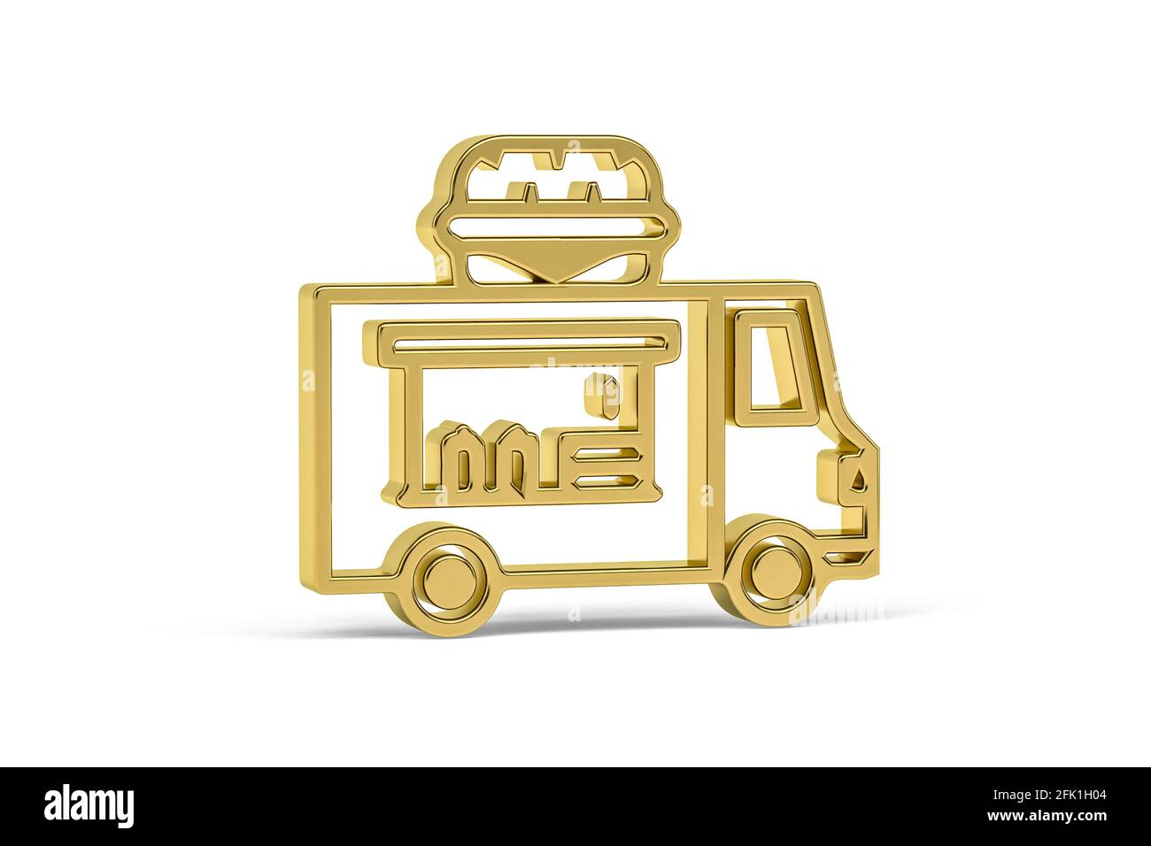 Golden 3d food track icon isolated on white background - 3d render ...