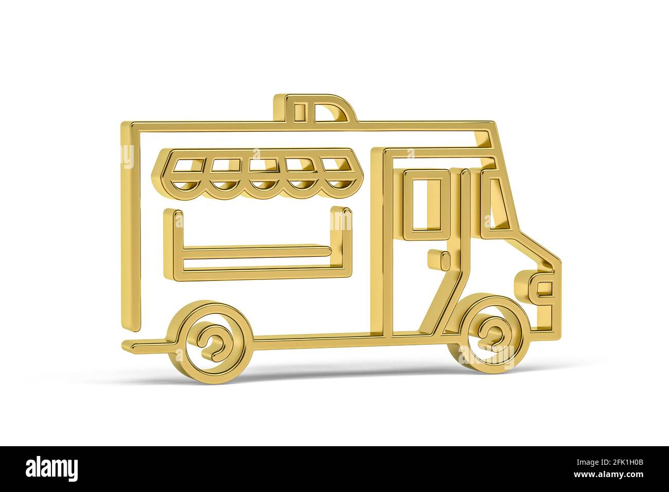 Golden 3d food track icon isolated on white background - 3d render ...