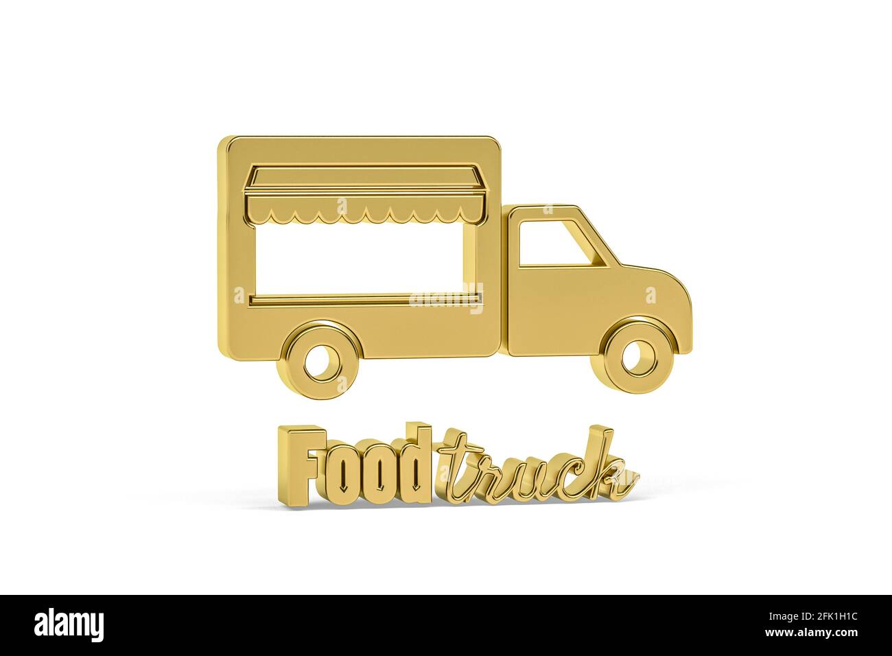 Golden 3d food track icon isolated on white background - 3d render ...