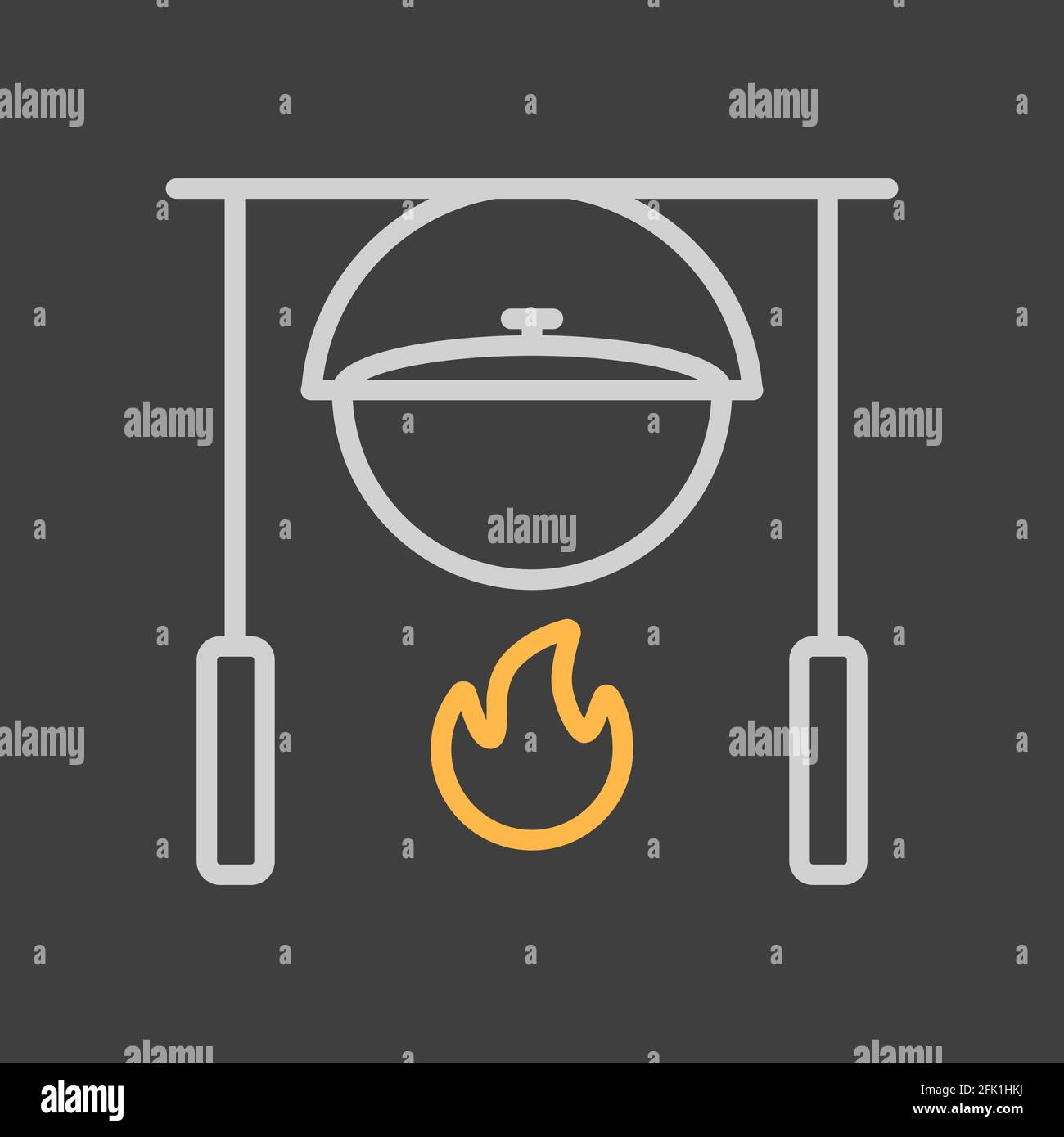 Cooking on a campfire Stock Vector Images - Alamy