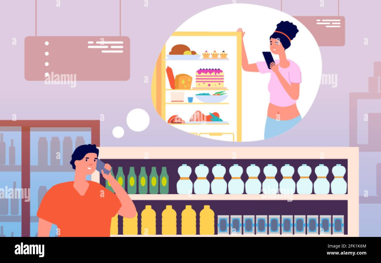 Husband And Wife And Phone Call Stock Vector Images - Alamy