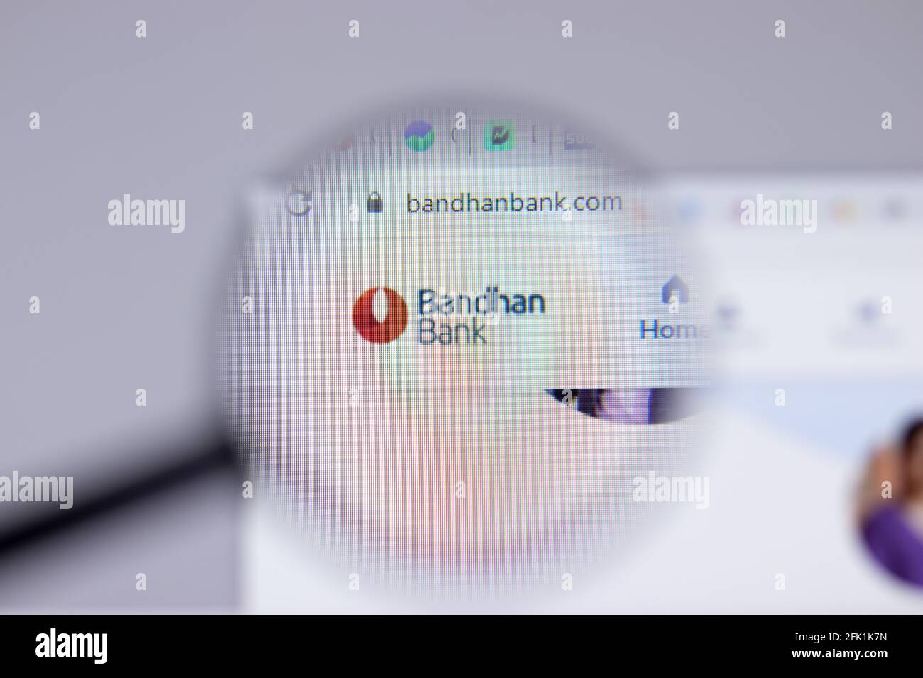 New York, USA - 26 April 2021: Bandhan Bank logo close-up on website ...