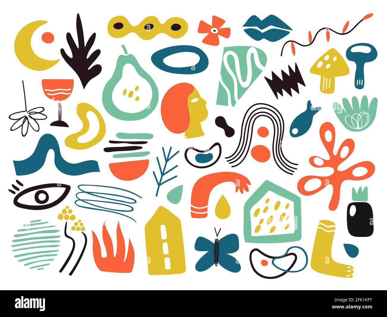Contemporary abstract forms. Minimalist flat different shapes, dynamic ...