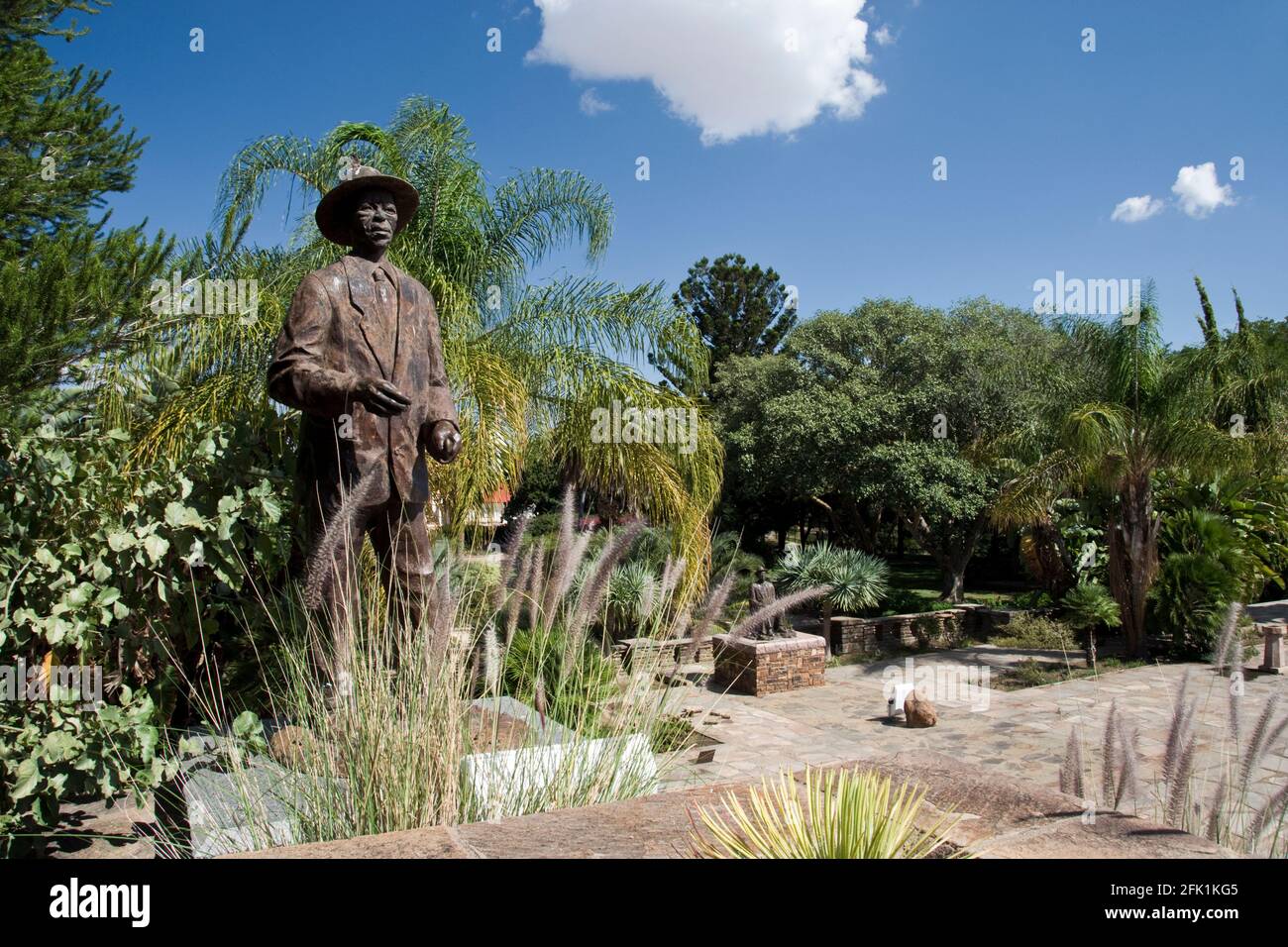 Bronze statues of historic Namibians in Parliament Gardens, a park ...